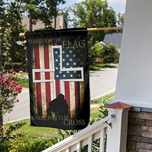 Stand For The Flag Kneel For The Cross Garden Flags Outdoor Holiday Decoration, Christian Flags,Jesus Flags, House Flags for Yard, Patio, Deck, Classroom Seasonal Flag Double Sided 12.5 X 18,09