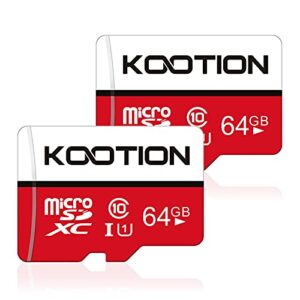 kootion 64gb micro sd card 2 pack ultra micro sdxc memory u1 card class 10 micro sd cards 64gb high speed tf card r flash, c10, u1, 64 gb (2 pack)