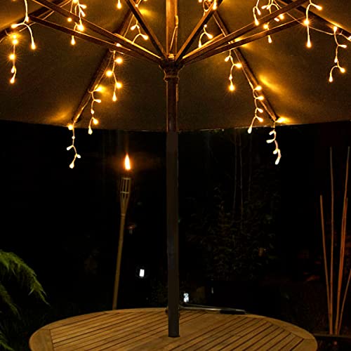 Patio Umbrella Lights, Solar Umbrella Lights with 200LEDs Warm White Lights, String Lights Waterproof Umbrella Pole Solar Lights Perfect for Garden Decor, Backyard, Pool and Beach