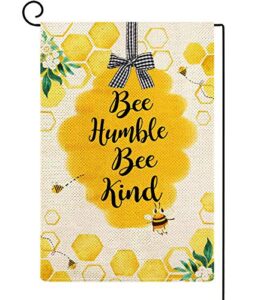 ortigia summer bee garden flag burlap 12x18inch vertical double sided,bee humble bee kind small garden flag summer honey farmhouse seasonal holiday bowknot outdoor yard lawn decorations