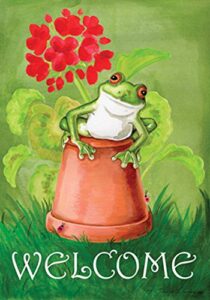 toland home garden 119122 potted frog frog flag 12×18 inch double sided frog garden flag for outdoor house flower flag yard decoration