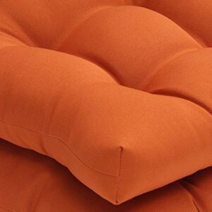 Pillow Perfect Monti Chino Solid Indoor/Outdoor Wicker Patio Seat Cushion Reversible, Weather and Fade Resistant, Round Corner - 19" x 19", Orange, 2 Count