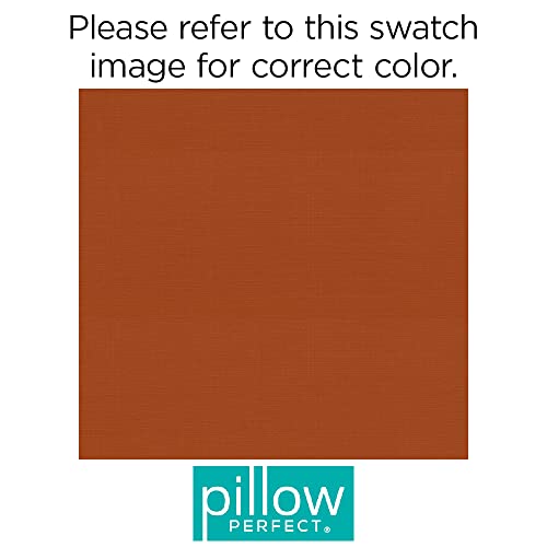 Pillow Perfect Monti Chino Solid Indoor/Outdoor Wicker Patio Seat Cushion Reversible, Weather and Fade Resistant, Round Corner - 19" x 19", Orange, 2 Count