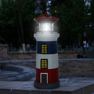 XinPengtai Solar Revolving Lighthouse Waterproof Outdoor Sensor Light Unique Garden Decoration Landscape Lights for Garden Courtyard Decoration,Red+blue+white,SZ3119200061112-896-1626155261,Medium