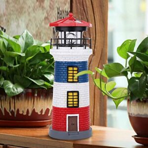 XinPengtai Solar Revolving Lighthouse Waterproof Outdoor Sensor Light Unique Garden Decoration Landscape Lights for Garden Courtyard Decoration,Red+blue+white,SZ3119200061112-896-1626155261,Medium