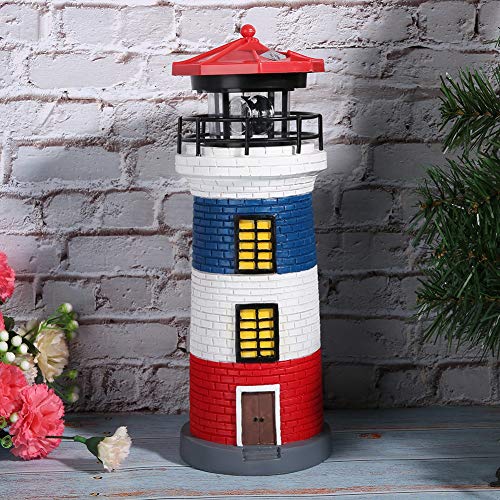 XinPengtai Solar Revolving Lighthouse Waterproof Outdoor Sensor Light Unique Garden Decoration Landscape Lights for Garden Courtyard Decoration,Red+blue+white,SZ3119200061112-896-1626155261,Medium