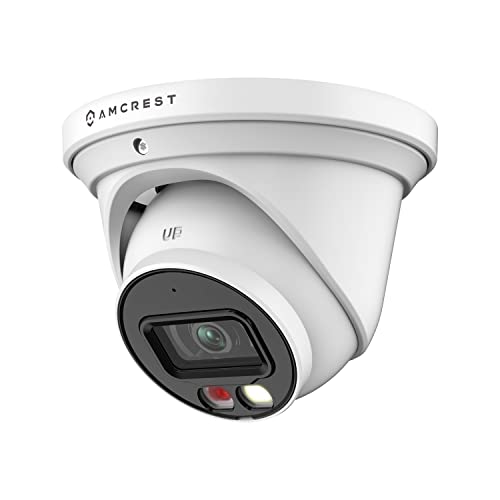 Amcrest AI Turret IP PoE Camera w/ 49ft Nightvision, Security IP Camera Outdoor, Built-in Microphone, Human & Vehicle Detection, Active Deterrent, 129° FOV, 5MP@20fps IP5M-T1277EW-AI