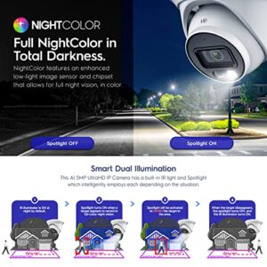 Amcrest AI Turret IP PoE Camera w/ 49ft Nightvision, Security IP Camera Outdoor, Built-in Microphone, Human & Vehicle Detection, Active Deterrent, 129° FOV, 5MP@20fps IP5M-T1277EW-AI