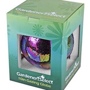 Gardener Select (16BFG05) Mosaic Glass Gazing Globe - Decorative Glass Gazing Globe/Ball/Sphere Lawn Ornament for Gardens (10 Inch, Red/Purple)