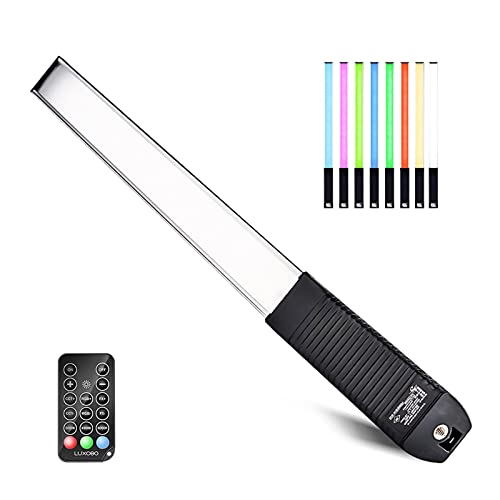 LUXCEO RGB LED Photography Lighting Portable Wand Handheld LED Video Light 1000 Lumens CRI 95+ USB Rechargeable with Remote Control, Carry Bag, Adjustable Color Temperature 3000K-6000K and 36 Colors