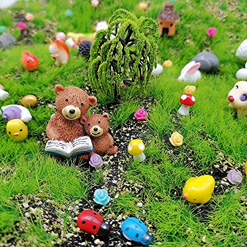 JKanruh 101 Pieces Miniature Animals,Fairy Garden Accessories,Miniature Toy Animals Ornament Kits Set for DIY,Fairy Garden Dollhouse,DIY Terrarium,Flower Pots Ornaments,Craft Decor