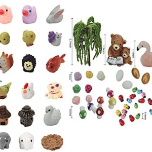 JKanruh 101 Pieces Miniature Animals,Fairy Garden Accessories,Miniature Toy Animals Ornament Kits Set for DIY,Fairy Garden Dollhouse,DIY Terrarium,Flower Pots Ornaments,Craft Decor