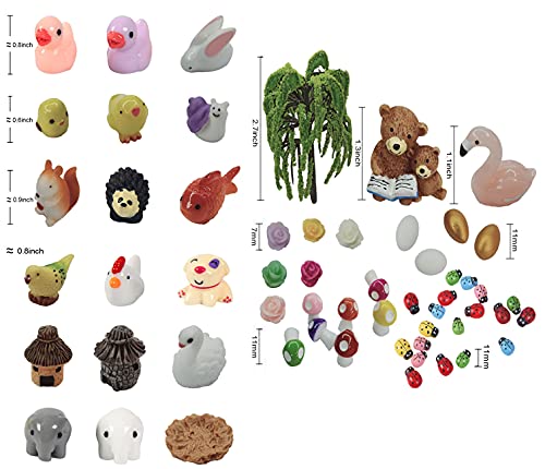 JKanruh 101 Pieces Miniature Animals,Fairy Garden Accessories,Miniature Toy Animals Ornament Kits Set for DIY,Fairy Garden Dollhouse,DIY Terrarium,Flower Pots Ornaments,Craft Decor