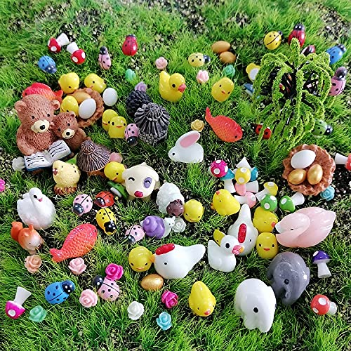 JKanruh 101 Pieces Miniature Animals,Fairy Garden Accessories,Miniature Toy Animals Ornament Kits Set for DIY,Fairy Garden Dollhouse,DIY Terrarium,Flower Pots Ornaments,Craft Decor