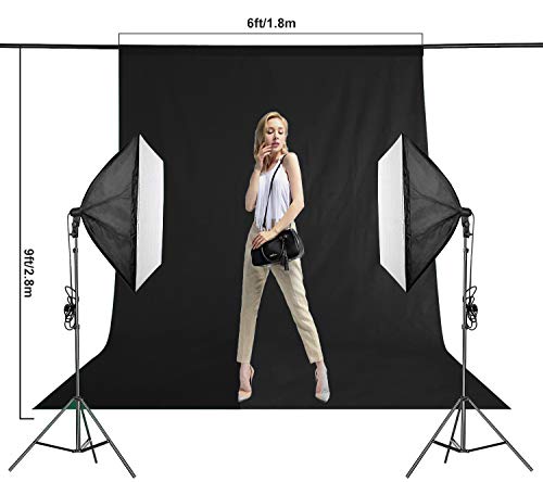 EMART Black Backdrop for Photography, Black Photo Background Screen, Black Sheet with 4 Clips for Photo Video Studio, Photoshoot, Zoom