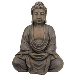 design toscano al1614 meditative buddha of the grand temple garden statue, medium 26 inch, dark stone