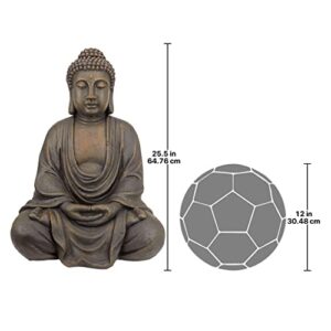 Design Toscano AL1614 Meditative Buddha of the Grand Temple Garden Statue, Medium 26 Inch, Dark Stone