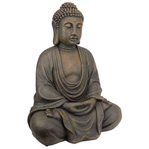 Design Toscano AL1614 Meditative Buddha of the Grand Temple Garden Statue, Medium 26 Inch, Dark Stone