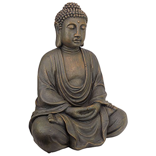 Design Toscano AL1614 Meditative Buddha of the Grand Temple Garden Statue, Medium 26 Inch, Dark Stone