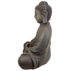 Design Toscano AL1614 Meditative Buddha of the Grand Temple Garden Statue, Medium 26 Inch, Dark Stone