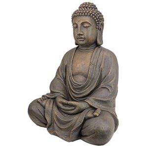 Design Toscano AL1614 Meditative Buddha of the Grand Temple Garden Statue, Medium 26 Inch, Dark Stone