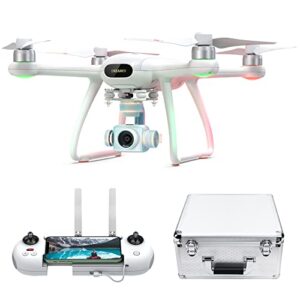 potensic dreamer pro 4k drones with camera for adults, 3-axis gimbal gps quadcopter with 2km fpv transmission range, 28mins flight, brushless motor, auto-return, portable carry case and 32g sd card