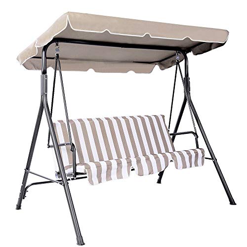 Swing Canopy Replacement, Waterproof Swing Top Cover Canopy Replacement Garden Patio Porch Yard Outdoor, Top Cover Only (74'' x 45'') (Khaki)