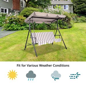 Swing Canopy Replacement, Waterproof Swing Top Cover Canopy Replacement Garden Patio Porch Yard Outdoor, Top Cover Only (74'' x 45'') (Khaki)