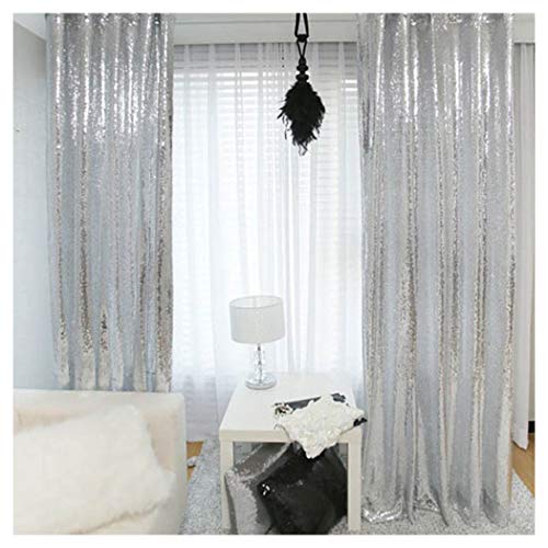 2 Pieces 2FTx8FT Silver Sequin Curtain Wedding Party Backdrop Photography Background Christmas Sequin Panels