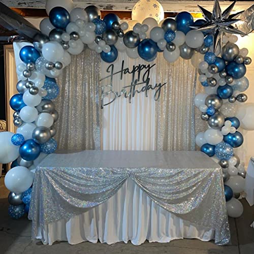 2 Pieces 2FTx8FT Silver Sequin Curtain Wedding Party Backdrop Photography Background Christmas Sequin Panels