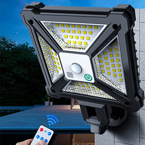 haozzaw Solar Outdoor Lights- Remote Control Motion Sensor Solar Powered Lights 88 LED / 3 Modes IP65 Waterproof Wall Security Lights for Fence Yard Garden Patio Front Door