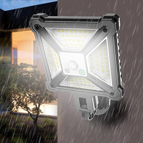 haozzaw Solar Outdoor Lights- Remote Control Motion Sensor Solar Powered Lights 88 LED / 3 Modes IP65 Waterproof Wall Security Lights for Fence Yard Garden Patio Front Door