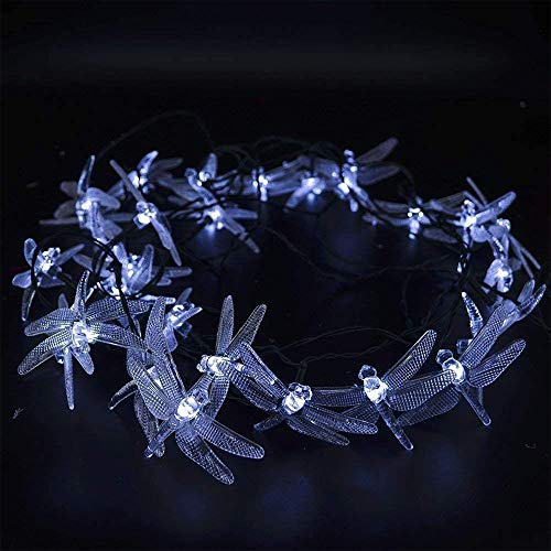 21ft 30LED Dragonfly Solar Powered String Lights, Outdoor Solar Fairy Lights Solar Waterproof Decoration Light for Home, Garden, Patio, Christmas Tree, Flower, Lawn, Festival