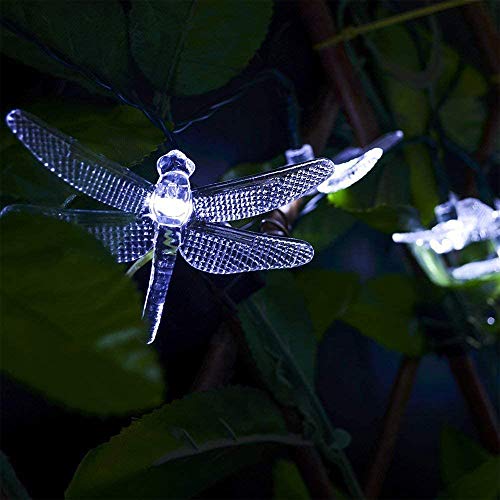 21ft 30LED Dragonfly Solar Powered String Lights, Outdoor Solar Fairy Lights Solar Waterproof Decoration Light for Home, Garden, Patio, Christmas Tree, Flower, Lawn, Festival