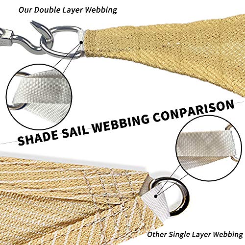 SHADE SPRING Rectangle 10' x13' Sand Sun Shade Sail 185GSM UV Blocking Canopy Awning for Outdoor Patio Garden Backyard