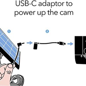 Wasserstein Solar Panel Compatible with Ring Spotlight Cam Plus/Pro/Battery, and Ring Stick Up Cam Battery - Includes Barrel Plug with USB C Adapter - 2W 5V Charging (2 Pack, Black)