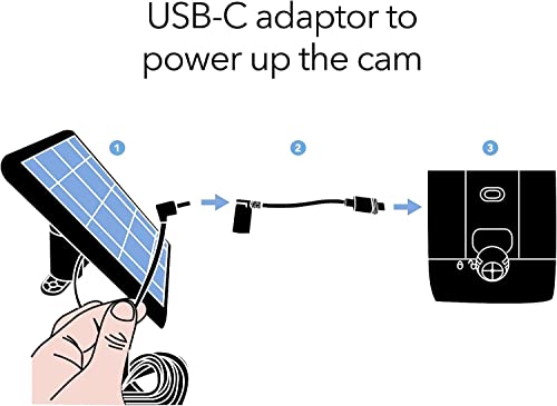 Wasserstein Solar Panel Compatible with Ring Spotlight Cam Plus/Pro/Battery, and Ring Stick Up Cam Battery - Includes Barrel Plug with USB C Adapter - 2W 5V Charging (2 Pack, Black)