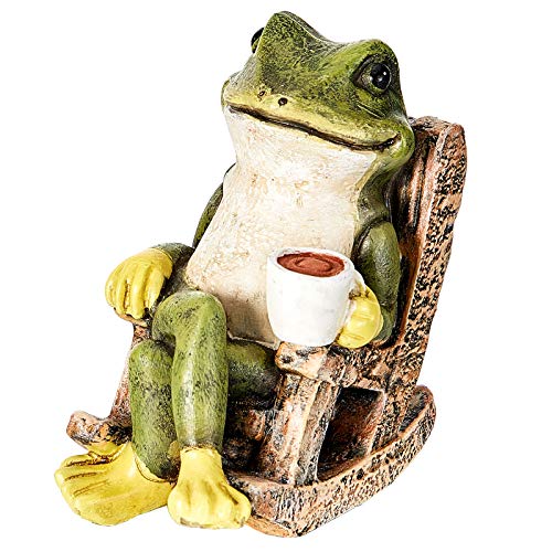 Jetec Miniature Frog Garden Statue Miniature Fairy Garden Outdoor Accessory Figurine Fairy Garden Resin Statues Indoor Figurine for Yard Home Garden Patio and Office Decoration