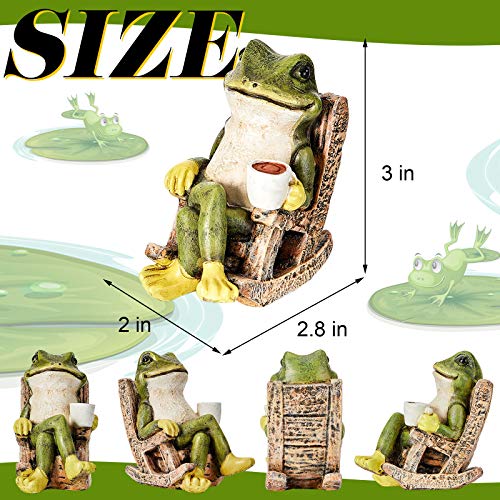 Jetec Miniature Frog Garden Statue Miniature Fairy Garden Outdoor Accessory Figurine Fairy Garden Resin Statues Indoor Figurine for Yard Home Garden Patio and Office Decoration