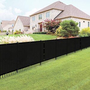 E&K Sunrise 4' x 12' S Black Fence Privacy Screen, Commercial Outdoor Backyard Shade Windscreen Mesh Fabric Shade Net Cover for Wall Garden Yard Backyard