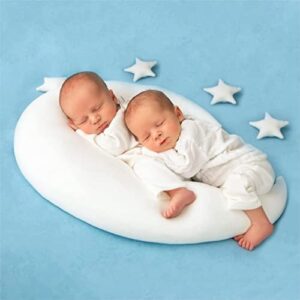 Yarstar 1+4pcs Newborn Photography Pillow Set Newborn Posing Photography Prop Moon Star Baby Picture Prop Newborn Photo Props for Babies Newborn Photography Props Baby Moon Nursery Pillow (A-White)