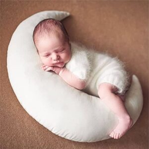 Yarstar 1+4pcs Newborn Photography Pillow Set Newborn Posing Photography Prop Moon Star Baby Picture Prop Newborn Photo Props for Babies Newborn Photography Props Baby Moon Nursery Pillow (A-White)