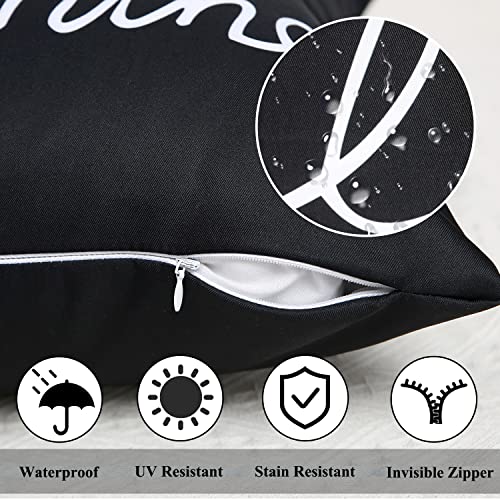 JYVNCZ Outdoor Pillows Covers for Patio Furniture 18x18 Inch Fall Patio Seating Pillow Cover Hello Sunshine Set of 2 for Chair Cushions Couch (Black)