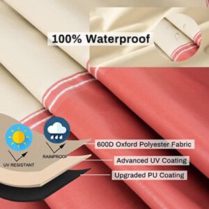 Patio Furniture Covers Waterproof, 600D Heavy Duty Outdoor Furniture Covers for Outdoor Table (124" W x 59" D x 29" H, Beige & Orange)