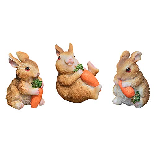 MAOMIA Miniature Bunnies 3 Pcs Fairy Garden Rabbit Figurines Easter Bunnies Statue Micro Landscape Decoration Plant Flower Pots Ornaments