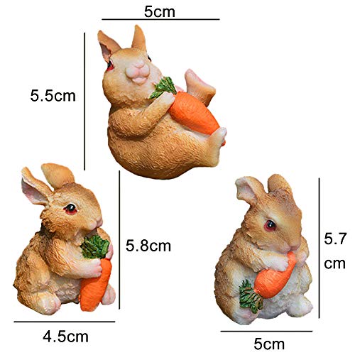 MAOMIA Miniature Bunnies 3 Pcs Fairy Garden Rabbit Figurines Easter Bunnies Statue Micro Landscape Decoration Plant Flower Pots Ornaments