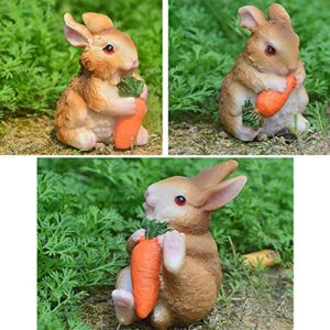 MAOMIA Miniature Bunnies 3 Pcs Fairy Garden Rabbit Figurines Easter Bunnies Statue Micro Landscape Decoration Plant Flower Pots Ornaments