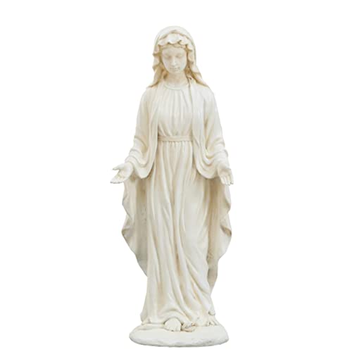 LuxenHome Virgin Mary Statue, 30'' Religious Garden Statue Art, Virgen De Guadalupe Statues, Angel Figurines Large Garden Statues, Outdoor Statues, Garden Sculptures, Outdoor Garden Decorations, Ivory