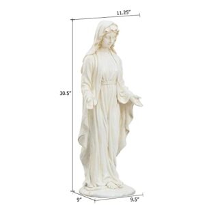 LuxenHome Virgin Mary Statue, 30'' Religious Garden Statue Art, Virgen De Guadalupe Statues, Angel Figurines Large Garden Statues, Outdoor Statues, Garden Sculptures, Outdoor Garden Decorations, Ivory