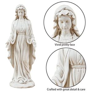 LuxenHome Virgin Mary Statue, 30'' Religious Garden Statue Art, Virgen De Guadalupe Statues, Angel Figurines Large Garden Statues, Outdoor Statues, Garden Sculptures, Outdoor Garden Decorations, Ivory